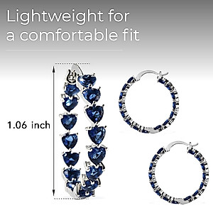 Shop LC Blue Cubic Zirconia Heart Hoop Earrings for Women Jewelry Ct 13.25 Birthday Gifts for Women
