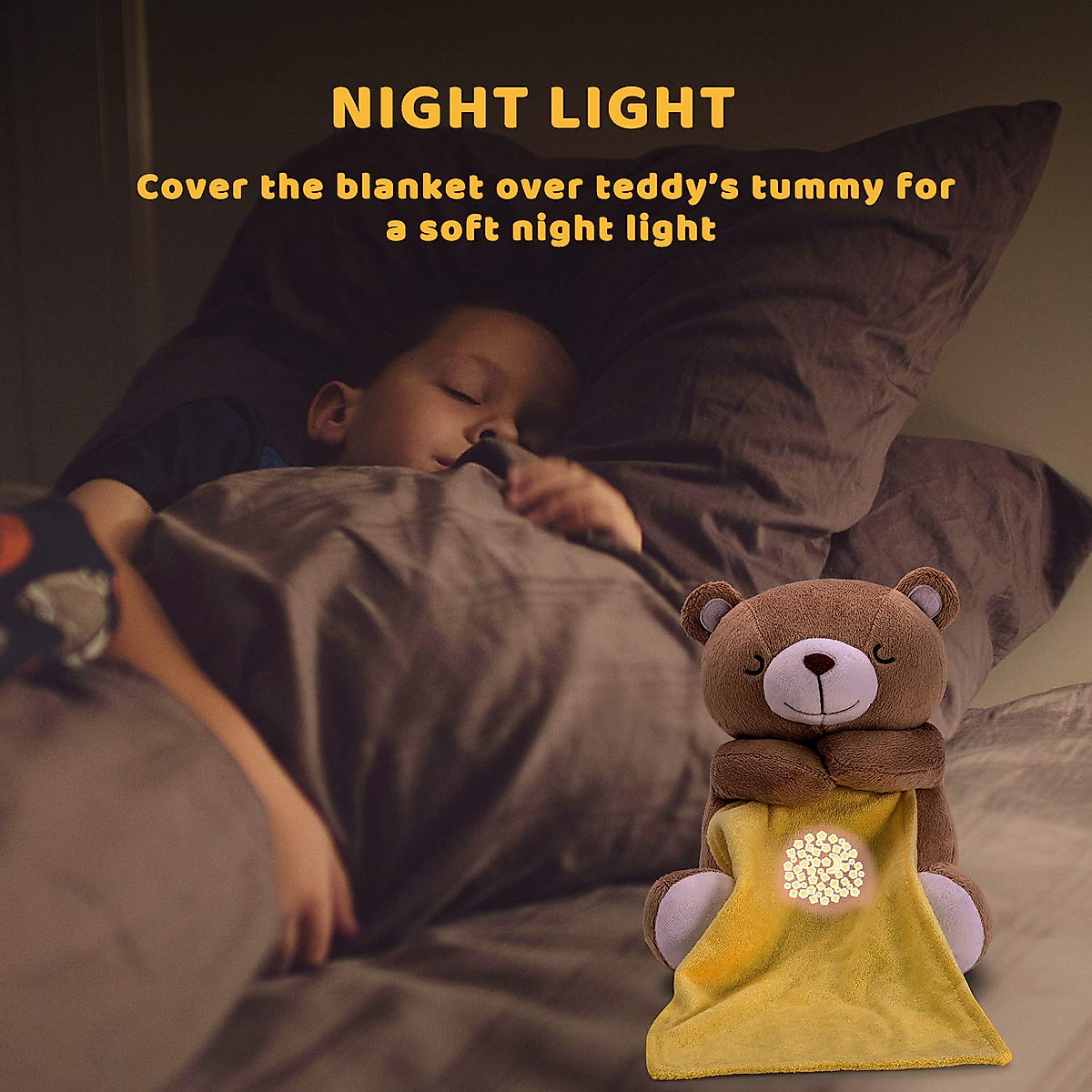 BEREST Rechargeable Baby Sleep Soother Bear, Infant Cry Sensor with Mom's Heartbeat Lullabies & White Noise Sound, Nursery Decor Night Light Projector Toddler Crib Sleeping Aid, Baby Shower Gifts