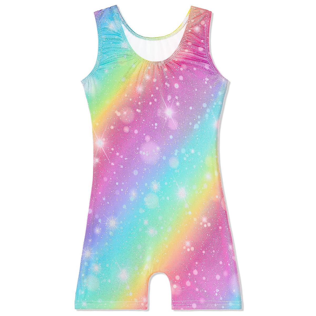 Leotards for Girls Gymnastics Ballet Dance Outfit Toddler Kid Athletic Dance Wear Shiny Rainbow Stars Biketard (Rainbow Sparkle, 4-5T)