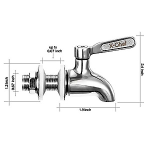 X-Chef Beverage Dispenser Spigot Replacement, Stainless Steel Metal Spigot for Glass Jar & Drink Dispenser