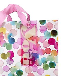 Hallmark 10" Large Square Gift Bag (Watercolor Dots, Just for You) for Birthdays, Mothers Day, Easter, Graduations, Retirements and More