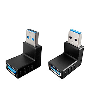 USB 3.0 Male to Female Right Angle Adapter, 90 Degree, USB Upward and Downward Connector