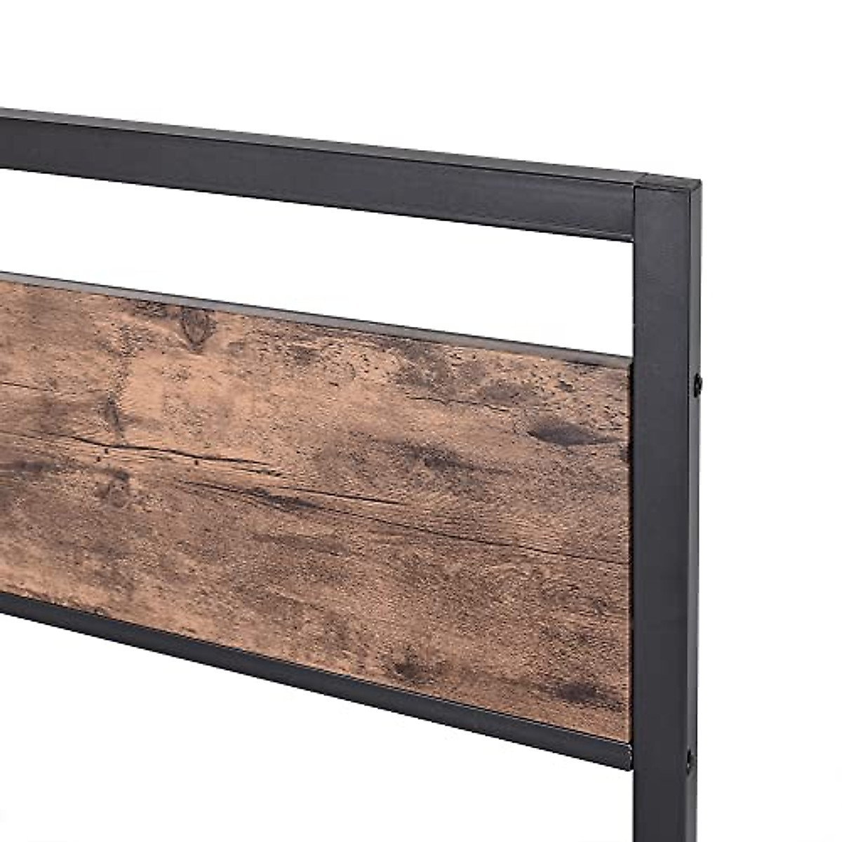 JURMERRY Queen Size Metal Platform Bed Frame with Wooden Headboard and Footboard Heavy Duty Steel Support, Mattress Foundation, No Box Spring Needed, Easy Assembly, Black RB