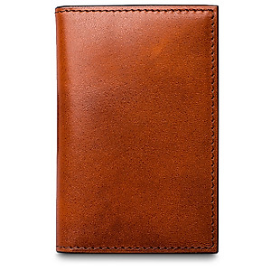 Bosca Men's Leather Card Holder Wallet – Italian Full Grain Vegetable Tanned Credit Card Case – 6 Card Slots, 2 Receipt Wells – Classic Glossy Finish – Gift-Ready Packaging - Amber Brown