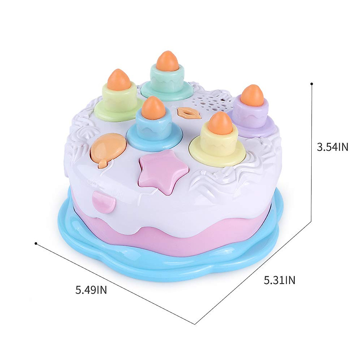 Kids Birthday Cake Toy for Baby with five Candles Music Pretend Play Cake for Toddlers