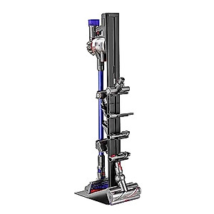 Mount Plus HAB2-S Premier Aluminum Storage Stand Made for Dyson V15 V12 V11 V10 V8 V7 V6 Cordless Stick Vacuum Cleaner | Stable Metal Storage Bracket Organizer Rack with 8 Hooks