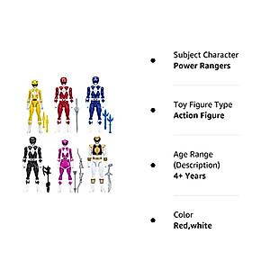 Power Rangers Mighty Morphin Multipack 12-inch Action Figure 6-Pack, Toys with Accessories for Kids 4 and Up (Amazon Exclusive)