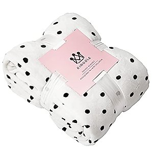 Kingole Flannel Fleece Microfiber Throw Blanket, Luxury Cream White Twin Size Dot Pattern Lightweight Cozy Couch Bed Super Soft and Warm Plush Solid Color 350GSM (66 x 90 inches)