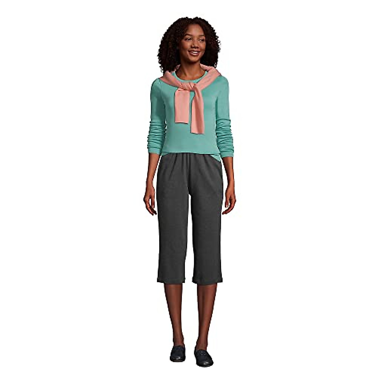 Lands' End Women s Sport Knit Capri Pants Dark Charcoal Heather Plus 2X