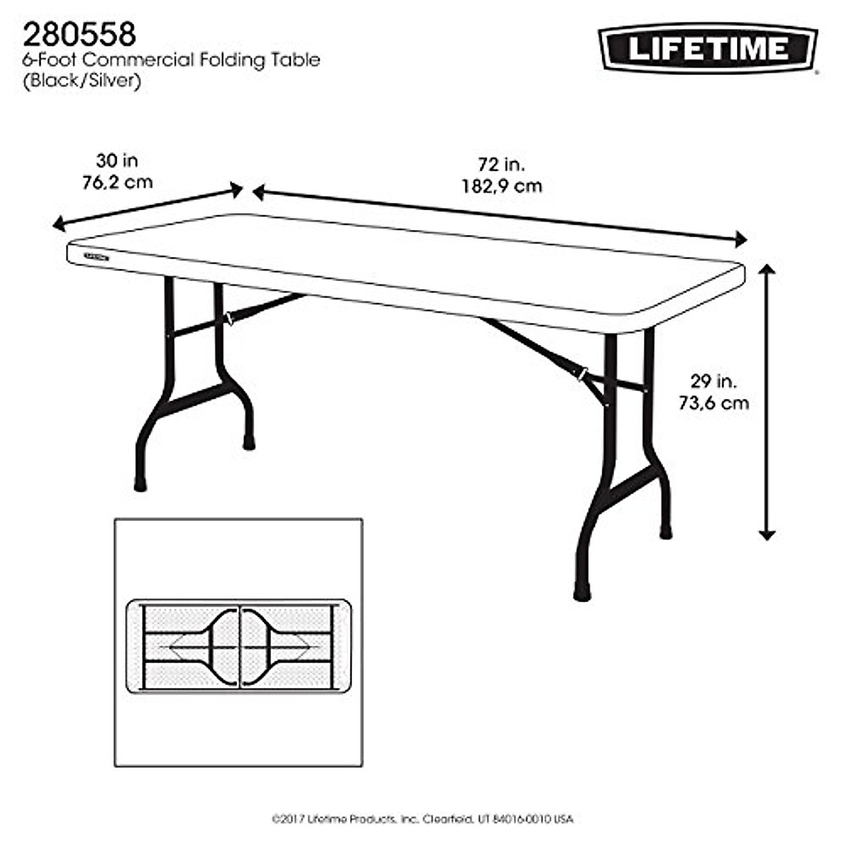 Lifetime 280558 Commercial Folding Table, 6-foot