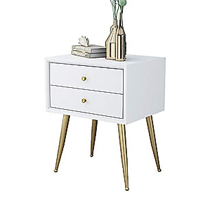 SJYDQ Nordic Solid Wood Bedside Table with Double Drawer Design Bedside Table, Coffee Table Bedroom Mini Bedside Table, White