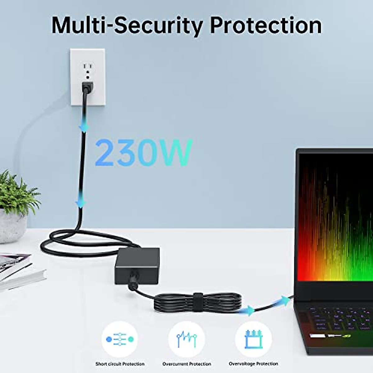 230W Charger Fit for MSI GS66 GS76 GS75 GS65 Stealth Power Supply, MSI Chicony A17-230P1A A12-230P1A P65 P75 AC Adapter