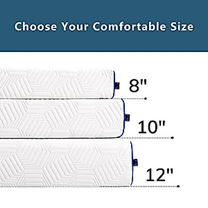 Queen Size Mattress, 10 Inch Gel Memory Foam, Cooling Green Tea Mattress with Fit Ergonomics & Relieve Stress, Medium Firm Feel with Flex Support, Motion Isolating, CertiPUR-US Certified (10", Queen)