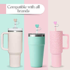 4 PCS Stanley Straw Cover Cap for Stanley Cup Straw Topper pack of 10mm, Cute Heart Straw Covers, 40 Oz Straw Caps Stanley Cup Tumblers Accessories