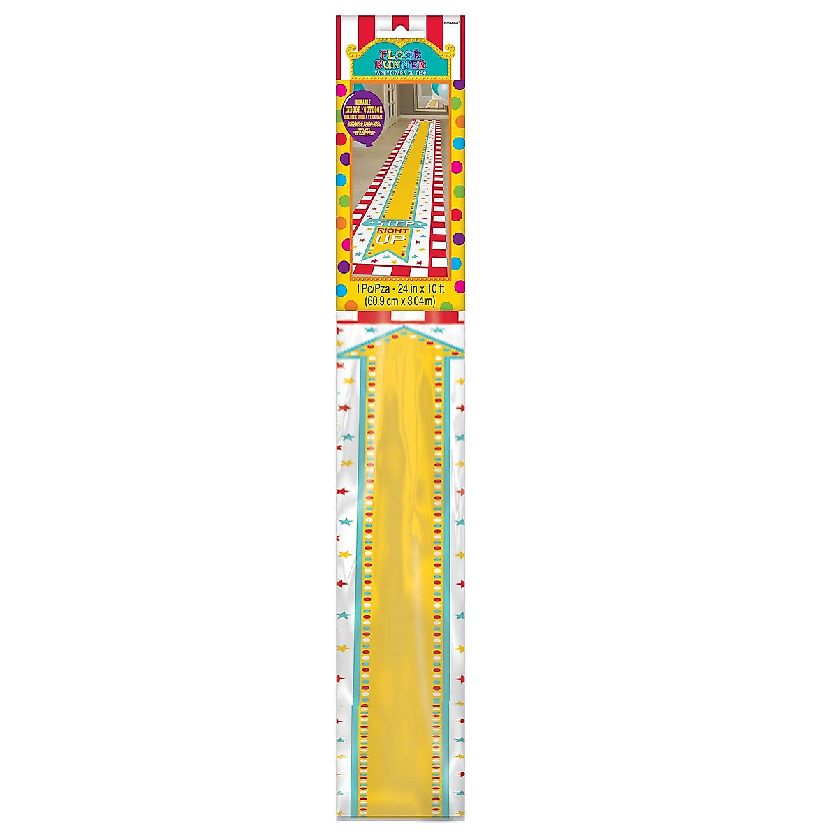 Amscan Vibrant Yellow Carnival Floor Runner 10 ft. x 2 ft. - Festive Party Essential - Perfect for Carnival Themed Celebrations