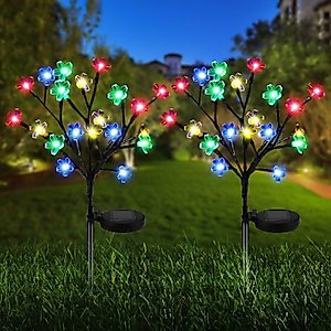 ZWJBSGY Solar Lights Outdoor - New Upgraded Solar Garden Lights, 2 Pack Waterproof Colored Fairy Landscape Tree Solar Lights for Pathway Patio Yard Deck Walkway Christmas Decoration