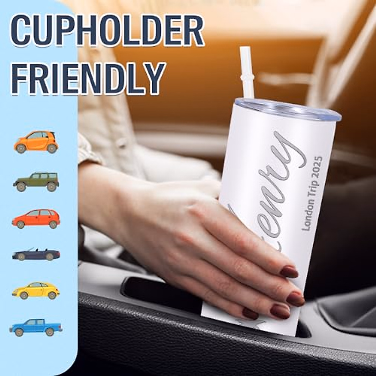 Personalized Beach Vacation Tumbler Gifts Girls Trip Family Travel Stainless Steel Tumbler with Lid and Straw Insulated Weekend Group Travel Coffee Mug Graduation Trip Birthday Gifts for Women Men Mum