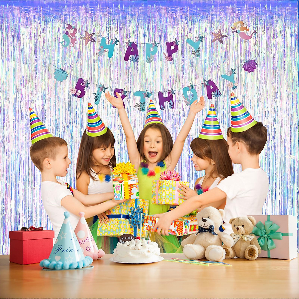 Fecedy 2pcs 3ft x 8.3ft Rose Gold Metallic Tinsel Foil Fringe Curtains Photo Booth Props for Birthday Wedding Engagement Bridal Shower Baby Shower Bachelorette Holiday Celebration Party Decorations