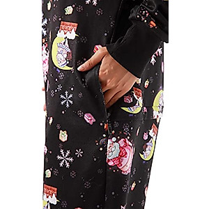 haikyuu Women Adult Christmas Onesie Pajama Long Sleeve Hooded Kigurumi Homewear Costume Outfits (large, Santa black)