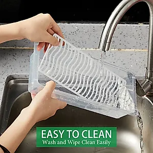 Meanplan Food Storage Containers for Fridge Plastic refrigerator Organizers with Removable Drain Plate and Lid Stackable Produce Containers to Keep Fruits, Vegetables, Meat(8 Packs)