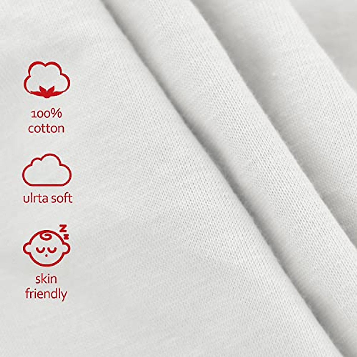 Crib Sheets for Boys or Girls, 100% Cotton, Fitted Baby Crib Sheets Breathable and Soft for Standard Crib (28" X 52") and Toddler Mattresses, Nursery Bedding White Crib Sheets