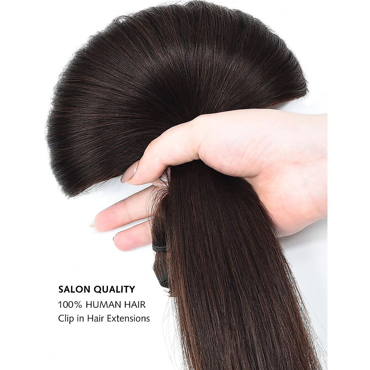 Yamel Remy Clip in Hair Extensions Human Hair 7Pcs 16 Clips Real Human Hair Extensions Clip Dark Brown