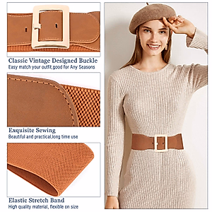 JASGOOD Women Dress Waist Belt Stretchy Elastic Vintage Belts for Dress Santa Belt with Metal Buckle