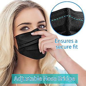 Black Disposable Face Masks, 50 Pack Face Mask 3 Ply Disposable Masks