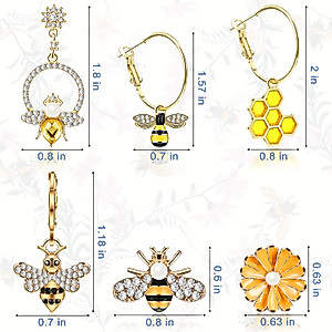 4 Pairs Bee Earrings Bee Stud Bee Drop Earrings Honeycomb Earrings Bee Rhinestone Earrings Gift for Women