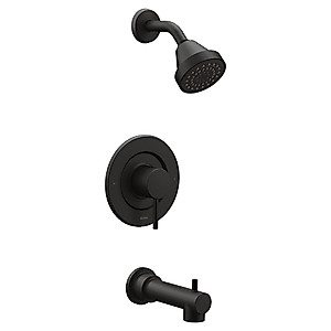 Moen Align Matte Black Posi-Temp Pressure Balancing Modern Tub and Shower Trim Kit, Valve Required, T2193BL