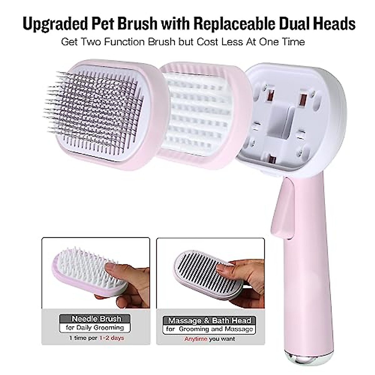 WOPQAEM Cat Brush, Self Cleaning Slicker Pets Grooming Tool for Shedding Long or Short Haired Indoor Cats, Removes Mats Tangles Loose Fur of Large Medium Small Dogs (Pink)