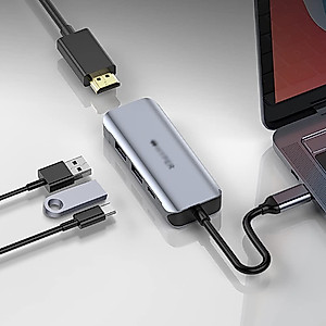 Port Expander USB C Docking Station USB C to HDMI Multiport Adapter 4 in 1 USB C Hub with 4K HDMI, 2 USB 3.0 Ports, 100W PD Charger USB Splitter