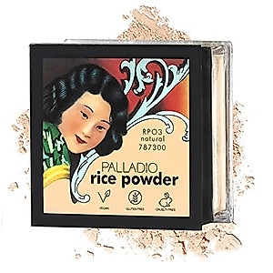 Palladio Rice Powder, Natural, Loose Setting Powder, Absorbs Oil, Leaves Face Looking and Feeling Smooth, Helps Makeup Last Longer For a Flawless, Fresh Look