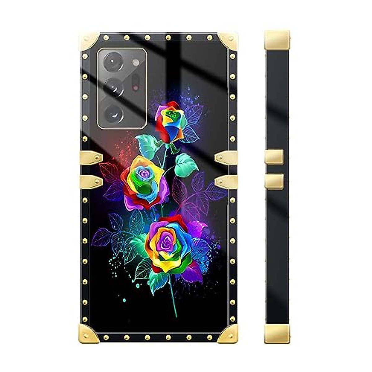 TAMEFOX for Samsung Galaxy Note 20 Ultra Case,Classic Colorful Flowers for Women Girls Soft TPU Shockproof Protective Square Phone Case Cover for Samsung Galaxy Note 20 Ultra-6.9 inch