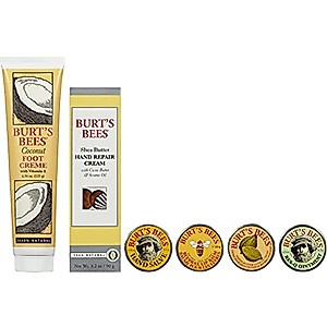 Burt's Bees Easter Basket Stuffers Gifts, 5 Body Care Products, Classics Set - Original Beeswax Lip Balm, Cuticle Cream, Hand Salve, Res-Q Ointment, Hand Repair Cream & Foot Cream, in Giftable Tin