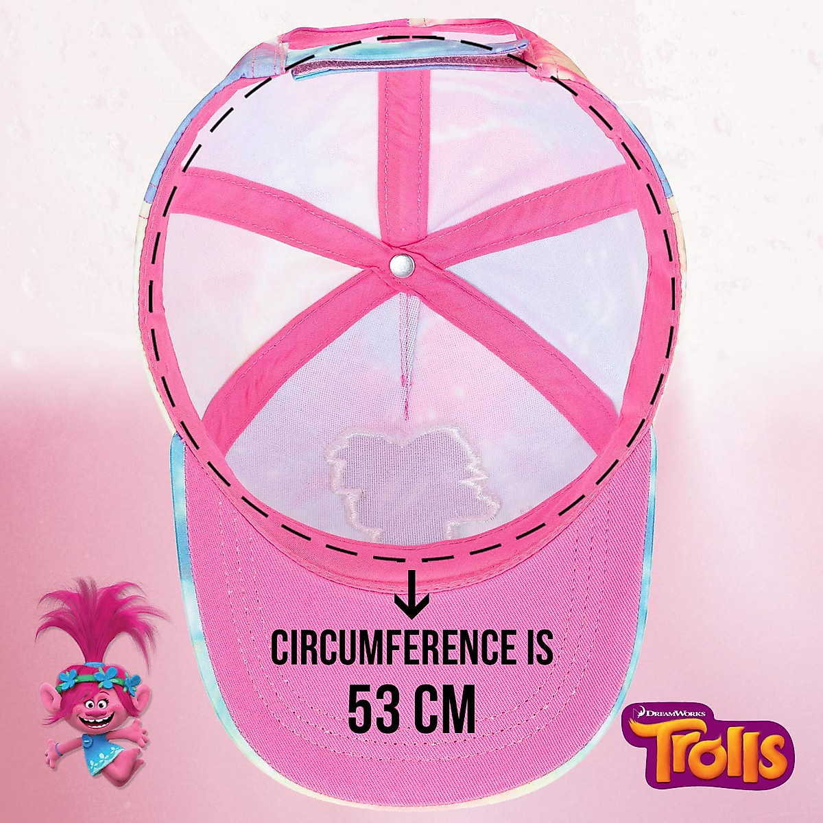 DreamWorks Girls Trolls Poppy Baseball Cap - Age 4-7 Pink