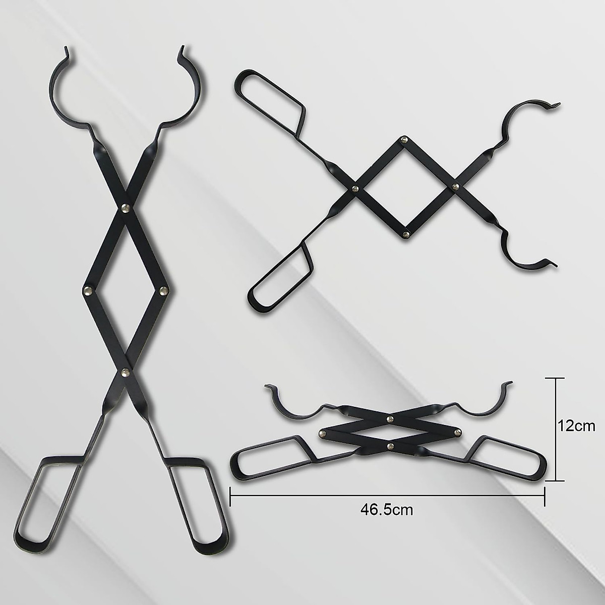 VODA Fire Poker and Fireplace Tongs Set - 31" Campfire Poker with Blow Poke Function, 24" Firewood Tongs, 2 Part Assembled Fire Pit Poker, Log Grabber for Firepit Bonfire Wood Stove Fireplace