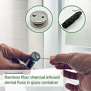 EcoLuxe Sustainable Gift Box Personal Care Travel Sized Toiletries Bundle, Bamboo Toothbrush, Dental Floss, Comb,Liquid Containers, Razor, Bamboo Travel Case and Stand, 9 Items