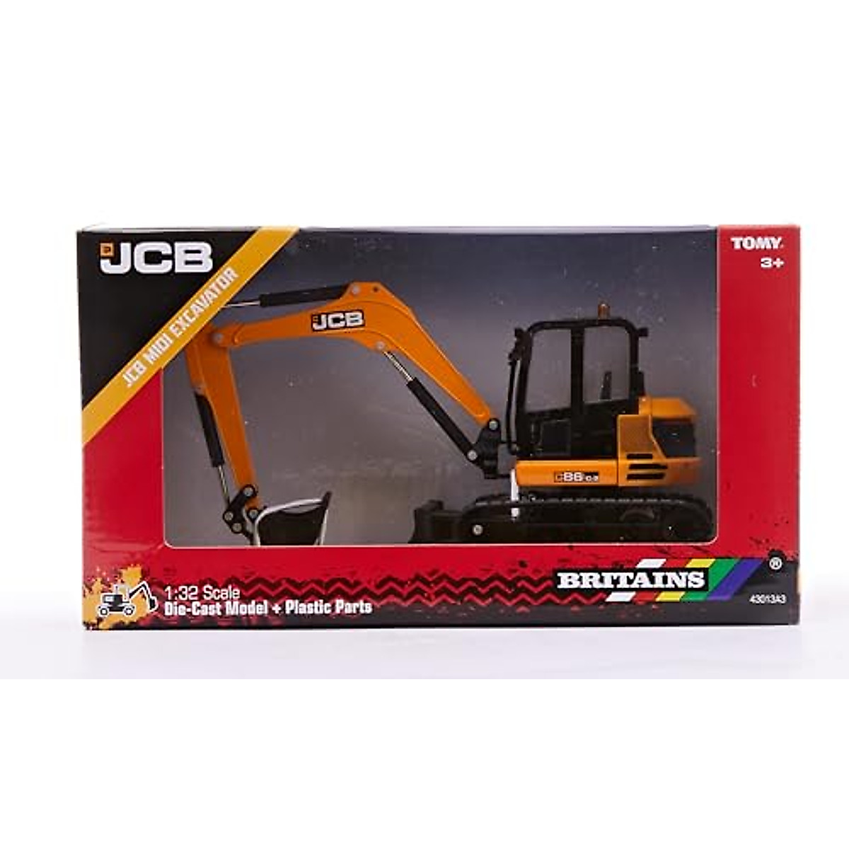 Britains JCB Farm Tomy Toys - Midi Excavator - 1:32 JCB 86C -1 Digger - Collectable Tractor Toy - 1:32 Scale Farm Toys - Suitable for Collectors and Kids - 3 Year Plus