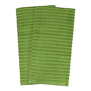 Ritz Royale Collection 100% Combed Terry Cotton, Highly Absorbent, Oversized Kitchen Towel Set, 28" x 18", 2-Pack, Solid, Cactus Green
