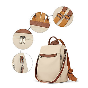Telena Backpack Purse for Women, PU Leather Anti Theft Travel Backpack Purse Shoulder Bags with Tassel Contrast Creamy White