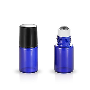 ZbFwmx 20 Pack Set 2ML(5/8 Dram) Micro Mini Glass Roll on Glass Bottles with Metal Roller Balls Refillable Slim Sample Vial Aromatherapy Essential Oil Roll On(2ML Blue)