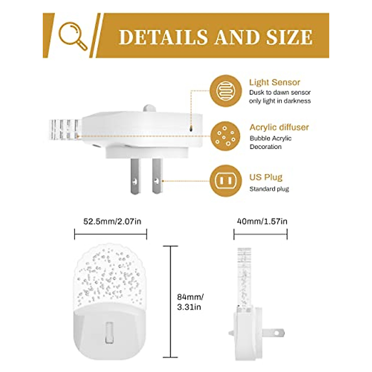 DORESshop LED Night Light, Baby Night Light [4 Pack], Plug in Night Light with Auto Dusk to Dawn Sensor, Adjustable Brightness Night Light for Kids, Bathroom, Bedroom, Nursery Room, Soft White 3000k