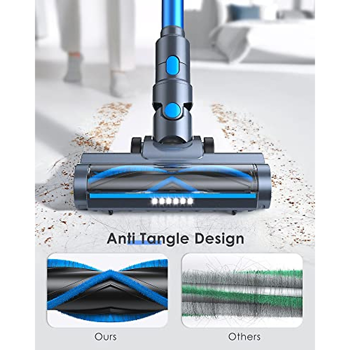 Lubluelu 23Kpa Cordless Vacuum Cleaner,Lightweight Vacuum with 225W Brushless Motor,Max 45 Min Runtime,Cordless Vacuum with Anti-Tangle Brush for Hardwood Floor Carpet Pet Hair Car Cleaning