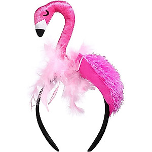 Mikily‘s Flamingo Headband for Women, Feather Flamingo Costume Headband for Girls, Party Hat Headband for Adults, Pink