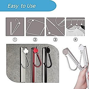 Retractable Portable Travel Hangers 3 Pcs, Aluminum Alloy Foldable Travel Hangers for Clothes, Lightweight Collapsible Coat Hanger for Traveling, Camping in Hotel, Car