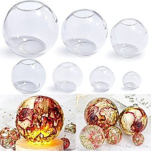 RESINWORLD Set of 4", 3", 2.5", 2", 1.7", 1.3", 0.9" Clear Silicone Sphere Molds, Large 3D Seamless Sphere Silicone Molds for Resin Casting, Round Ball Orbs Epoxy Resin Mold for Jewelry, Soap, Candle