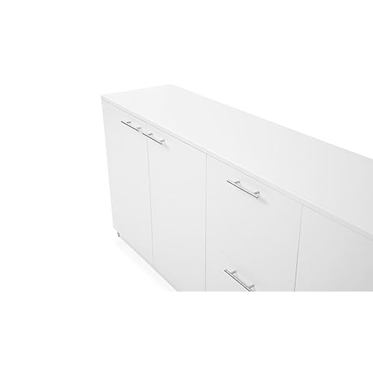 ZURI Furniture Reagan Modern Polished Office Storage and Filing Cabinet Credenza - White