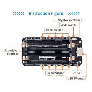TECKEEN 3V/5V 18650 Lithium Battery Shield V8 Mobile Expansion Board Module 5 ESP8266