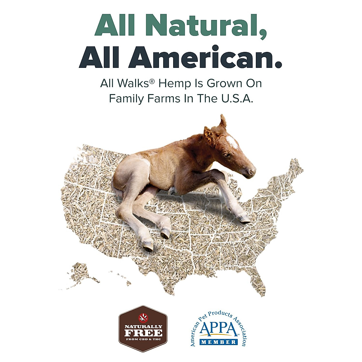 All Walks 18.5L 100% Natural Hemp Bedding - Odor Control, Dust-Free, Chemical-Free, for Chicken Coops, Hamsters, Rabbits & Small Animals, Biodegradable, Made in USA, Highly Absorbent